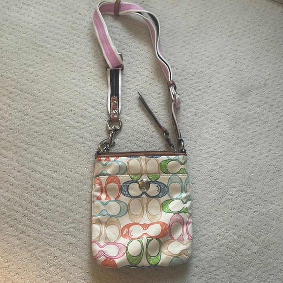 Coach | Bags | Coach Cross Bodyshoulder Bag With Colorful Monogram ...